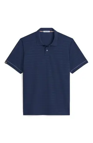 ASHWORTH GOLF Henry Print Pima Cotton Performance Golf Polo - Midnight