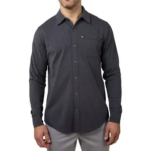 ASHWORTH GOLF Hightide Long Sleeve Cotton Blend Performance Shirt - Asphalt