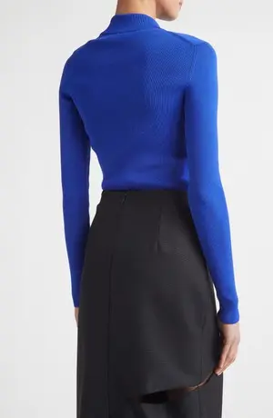 JIL SANDER Technical Rib Mock Neck Sweater