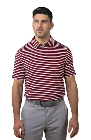 ASHWORTH GOLF Ivy Stripe Polo - Core Red