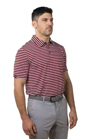 ASHWORTH GOLF Ivy Stripe Polo - Core Red
