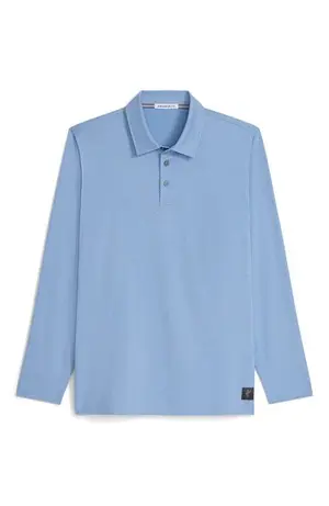 ASHWORTH GOLF Shore Long Sleeve Stretch Performance Golf Polo - Denim