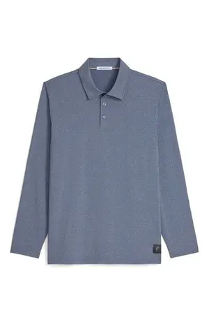 ASHWORTH GOLF Shore Long Sleeve Stretch Performance Golf Polo - Midnight