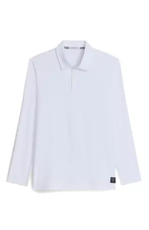 ASHWORTH GOLF Shore Long Sleeve Stretch Performance Golf Polo - White