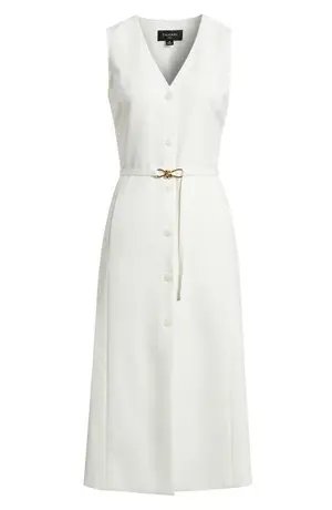 TAHARI ASL Sleeveless Belted Midi Shirt Dress
