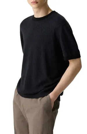 Theory Linen & Silk Crewneck Tee - Black