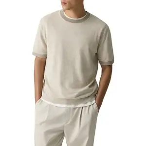 Theory Linen & Silk Crewneck Tee - Silver Cloud