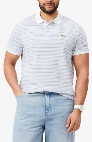 Lacoste Essentials Regular Fit Cotton Piqué Polo - Phoenix Blue/flour