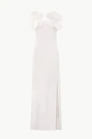 MALVA FLOREA Long-silhouette Sheath Gown With Floral Appliques - Ivory