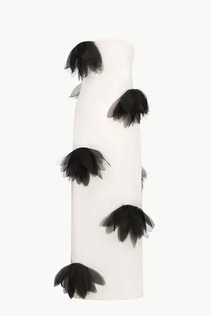 MALVA FLOREA Floral-appliqué Column Gown - White