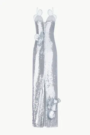MALVA FLOREA Sequin Maxi Dress With Floral Appliques