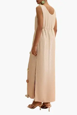 MALVA FLOREA Sleeveless Sequin Maxi Dress With Floral Tassels