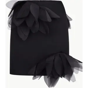 MALVA FLOREA Floral-appliqué Mini Skirt - Black