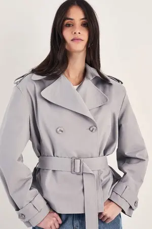 Nasty Gal Double Breasted Short Trench Coat