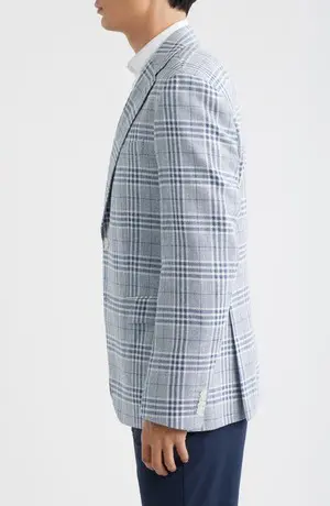 BOSS Hutson Slim-fit Plaid Sport Coat - Open Blue