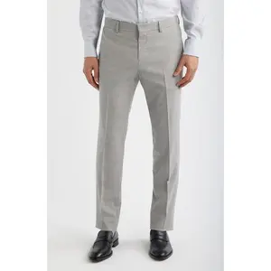 BOSS Genius Slim-fit Wool-blend Dress Pants - Open Grey