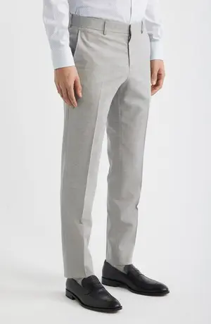 BOSS Genius Slim-fit Wool-blend Dress Pants - Open Grey