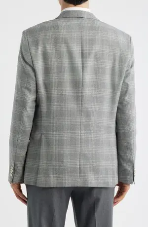 BOSS Hutson Slim-fit Plaid Sport Coat - Open Grey