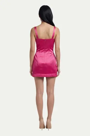 MISSPAP Panelled Bonded Satin Mini Dress