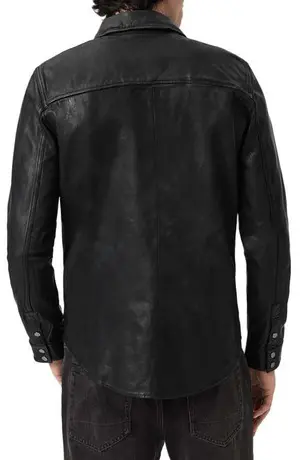 ALLSAINTS Irwin Leather Snap-up Shirt