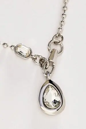 Anthropologie Bezel Crystal Pendant Ball Chain Necklace