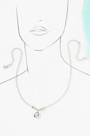 Anthropologie Bezel Crystal Pendant Ball Chain Necklace