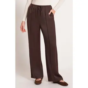 Matty M. Roselle Drawstring Satin Pants - Espresso