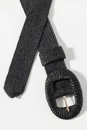 Anthropologie Woven Oval Buckle Belt - Black