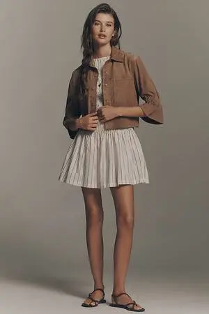 LAMARQUE Carola Crop Suede Jacket - Latte