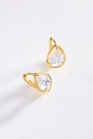 Anthropologie Pear-cut Crystal Hoop Earrings - Clear