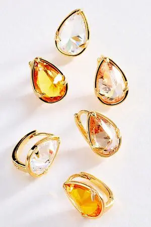 Anthropologie Pear-cut Crystal Hoop Earrings
