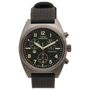 TIMEX Expedition Capstone Chrono Watch With Stainless Steel Case And Silicone Strap - Black