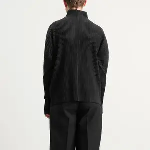 Issey Miyake Pleated Half Zip Top - Black