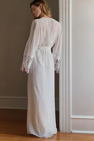Rya Collection Delight Sheer Wrap Maxi Robe - Ivory
