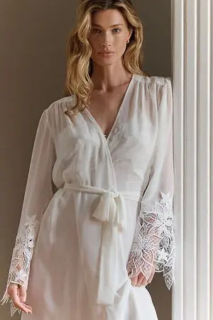 Rya Collection Delight Sheer Wrap Maxi Robe - Ivory