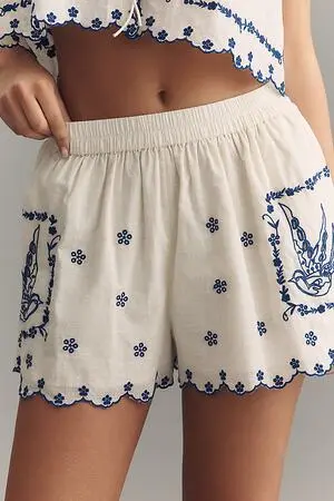Maeve Province Town Embroidered Shorts