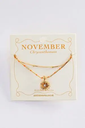 Anthropologie Birth Flower Necklaces Set Of 2 Canary