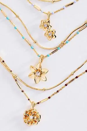 Anthropologie Birth Flower Necklaces Set Of 2 - December