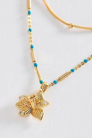 Anthropologie Birth Flower Necklaces Set Of 2 - December