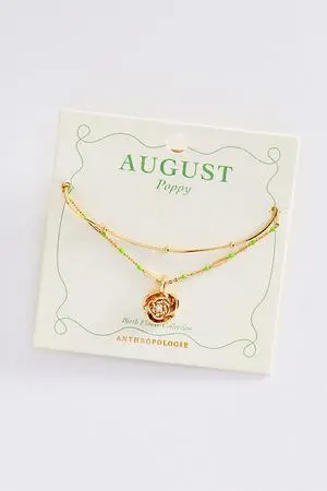 Anthropologie Birth Flower Necklaces Set Of 2 Green