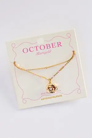 Anthropologie Birth Flower Necklaces Set Of 2 Ivory