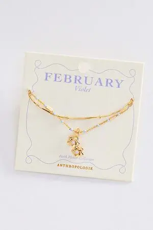 Anthropologie Birth Flower Necklaces Set Of 2 Lavender