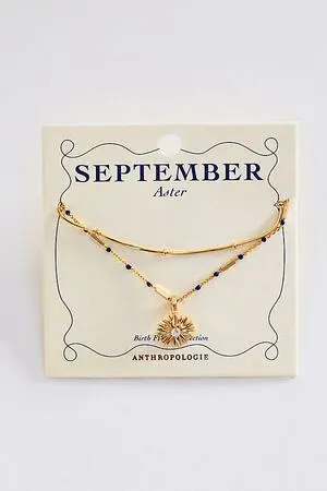 Anthropologie Birth Flower Necklaces Set Of 2 Sapphire