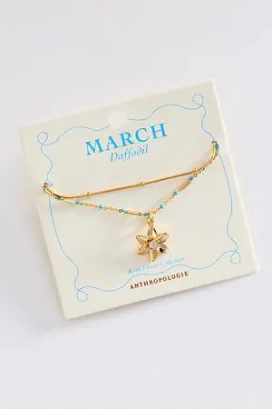 Anthropologie Birth Flower Necklaces Set Of 2 Sky