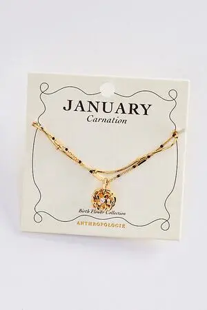 Anthropologie Birth Flower Necklaces Set Of 2 Wine