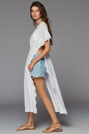 Anthropologie 100% Cotton Lace Maxi Tunic Top