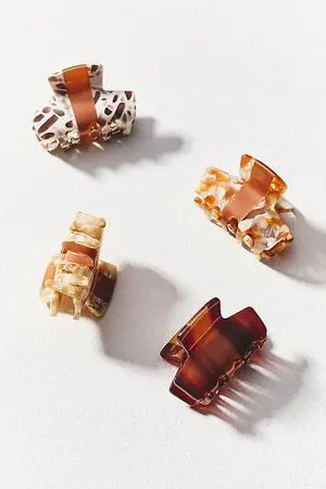 Anthropologie Mini Claw Clips Set Of 4 - Neutral