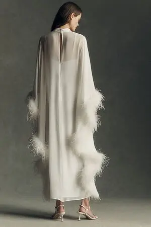 HUTCH Feather-trim Sheer Kaftan