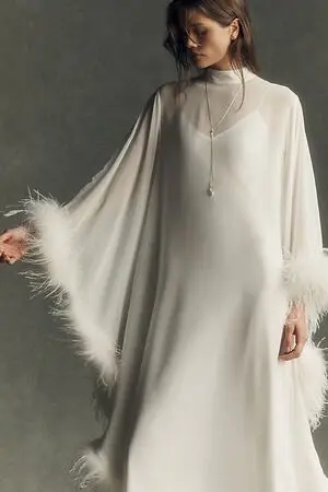 HUTCH Feather-trim Sheer Kaftan
