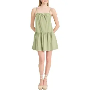 THE GOOD JOURNEY Keyhole Sleeveless Mini Dress - Sage